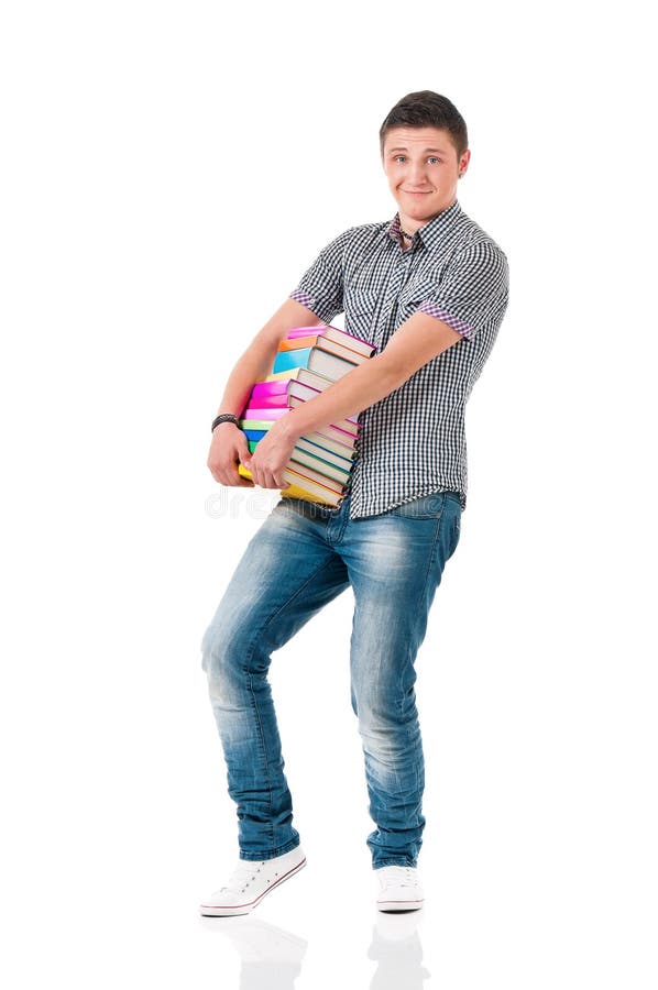 Student Boy with Books and a Backpack Stock Photo - Image of happy ...