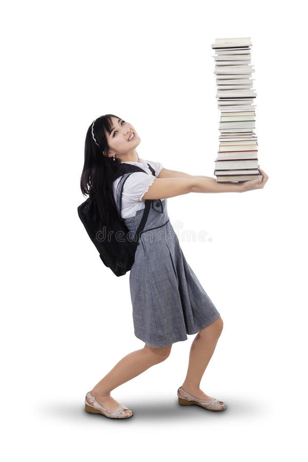 Young Student Carrying Many Books Stock Image - Image of chinese ...
