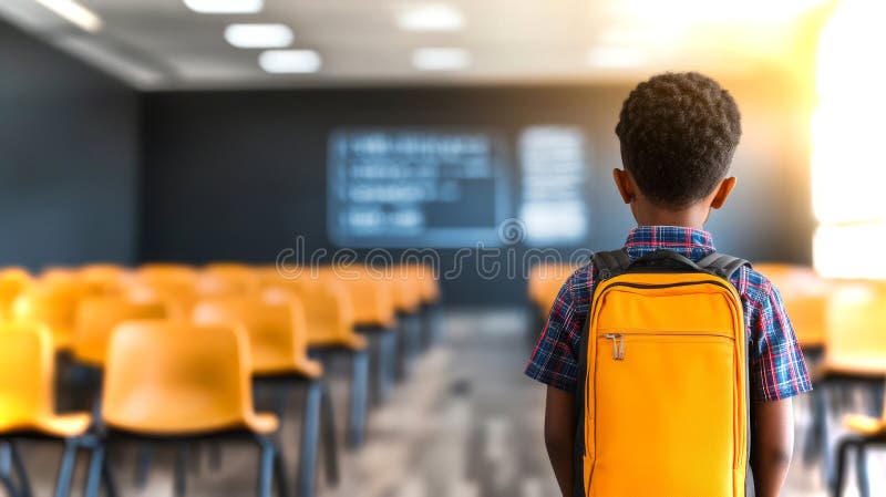 Young Student Classroom Ready Learning Backpack First Day School Stock ...