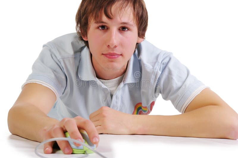 Young Student with Computer Mouse Stock Image - Image of casual ...