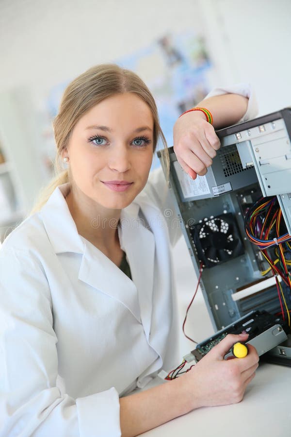 Young Student Computer Technician Stock Photo - Image of science, broken: 51284872