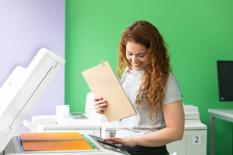 Young Student at a Copy Center Stock Photo - Image of equipment ...