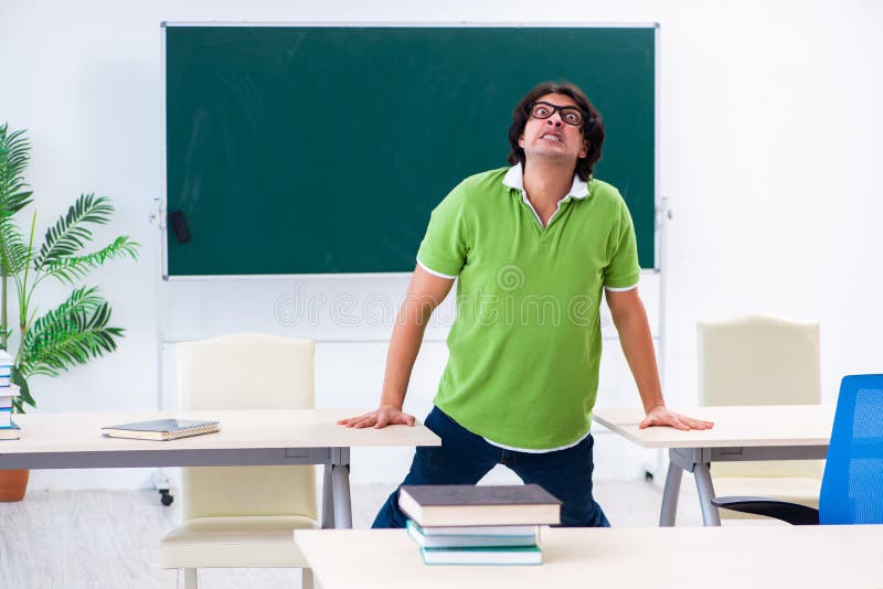 Young Student Doing Physical Exercises in the Classroom Stock Image ...