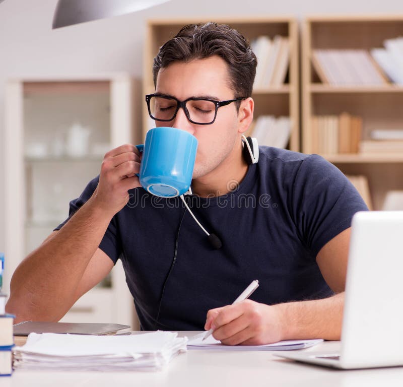 Young Student Drinking Coffee from Cup Stock Image - Image of coffee ...