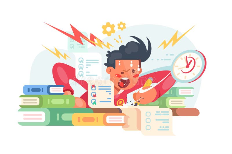 Young student before exams stock vector. Illustration of scared - 145325107