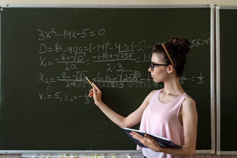 Teacher Written on the School Board Math Formulas Stock Image - Image ...