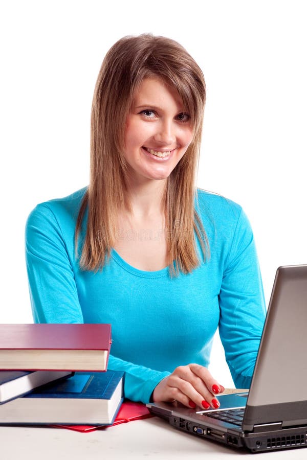Young student girl stock image. Image of computer, internet - 13221949