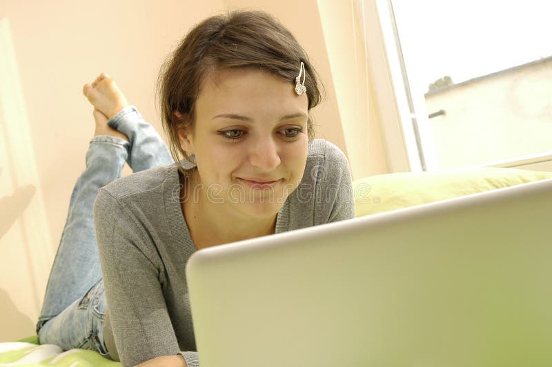 Young Sad Girl with Computer Stock Photo - Image of mood, unhappy: 11016560