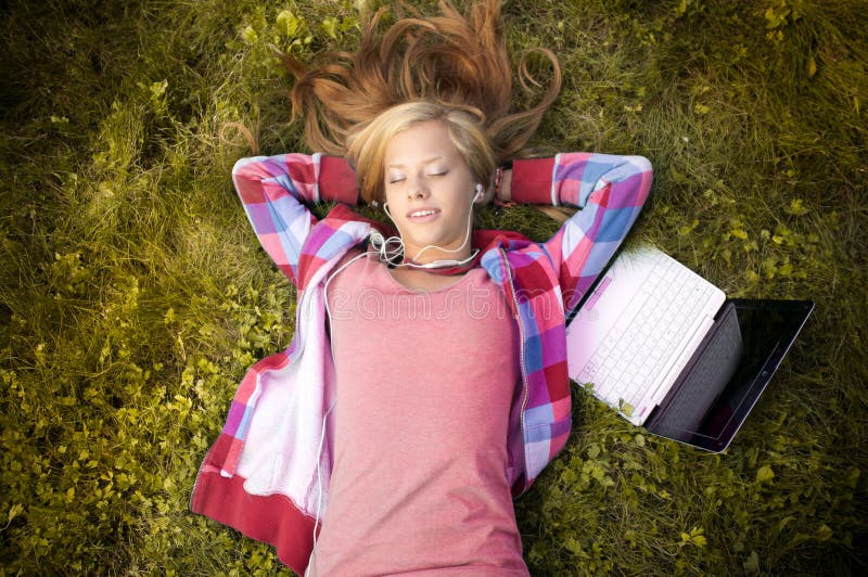 Young Student Girl with Laptop Stock Photo - Image of college, eyes ...