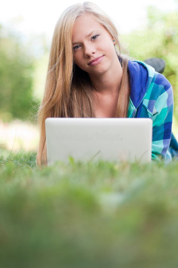 Young Student Girl with Laptop Stock Image - Image of girl, notebook ...