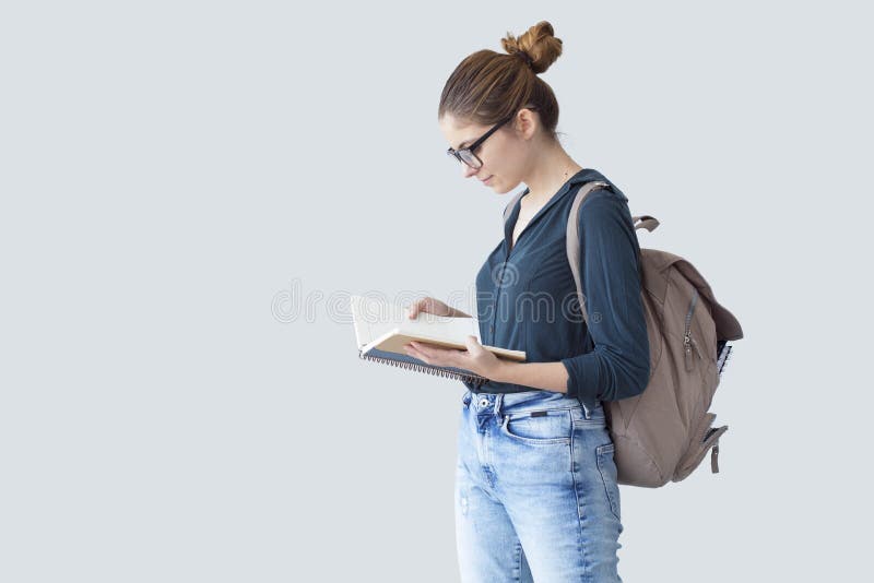 Student girl with notebook stock image. Image of student - 100077325