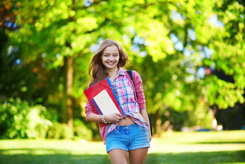 Young Student Girl Outdoors Stock Photo - Image of education, person ...