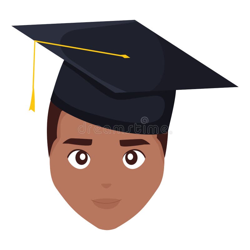 Young Student Graduated Black Head Character Stock Vector ...