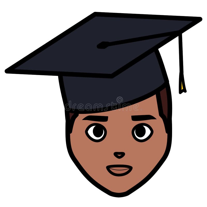 Young Student Graduated Black Head Character Stock Vector ...