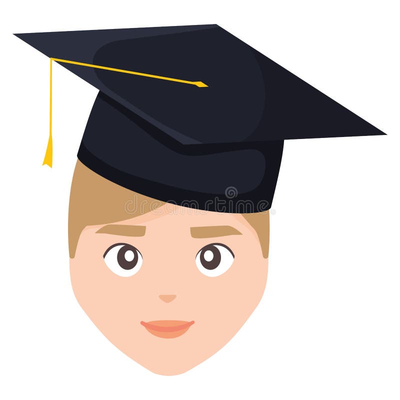 Young Student Graduated Head Character Stock Vector - Illustration of ...