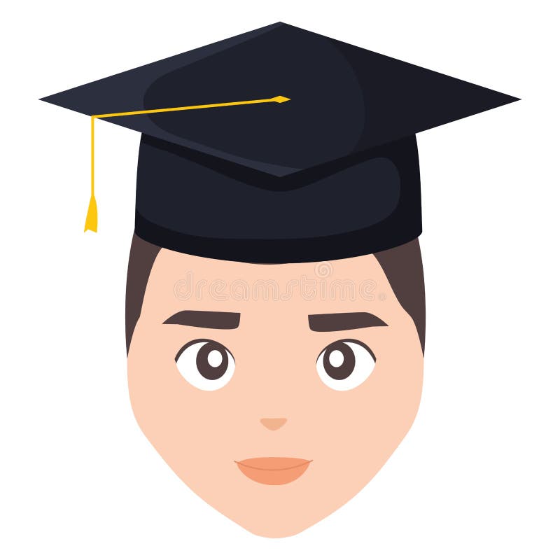 Young Student Graduated Head Character Stock Vector - Illustration of ...