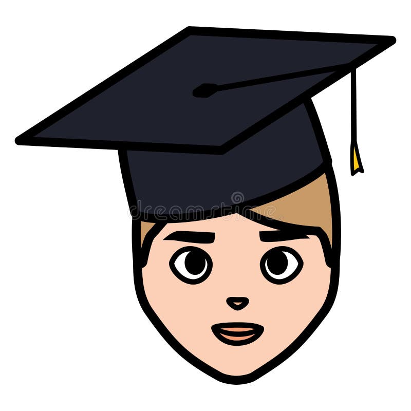 Young Student Graduated Head Character Stock Vector - Illustration of ...