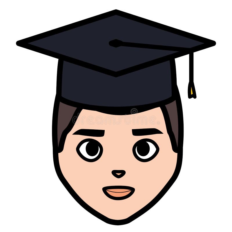 Young Student Graduated Head Character Stock Vector - Illustration of ...