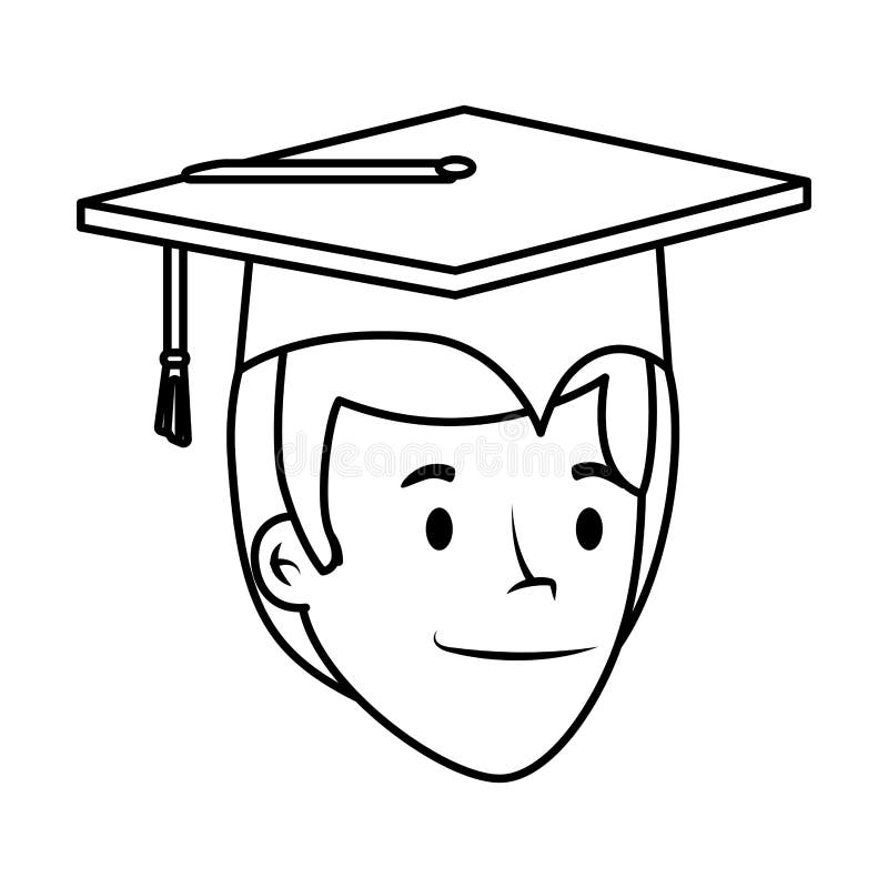Young Student Graduated Head Character Stock Vector - Illustration of ...
