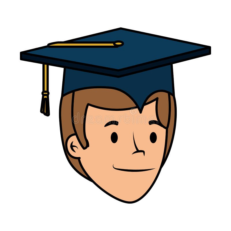 Young Student Graduated Head Character Stock Vector - Illustration of ...