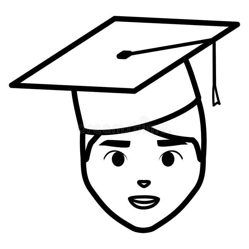 Young Student Graduated Head Character Stock Vector - Illustration of ...