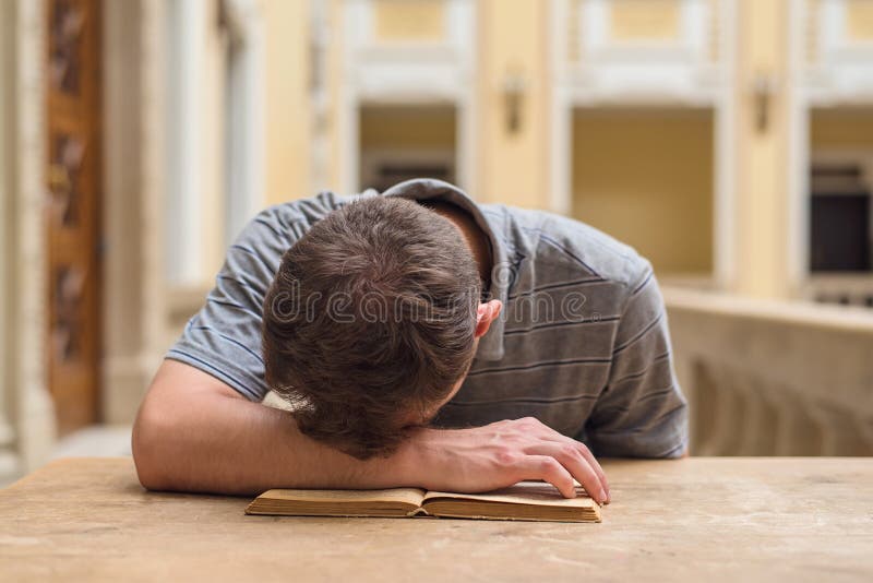 Young Student Guy Studying a Boring Subject Stock Photo - Image of ...