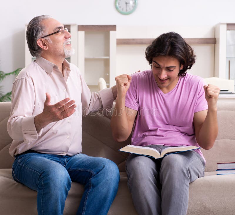 Young Student and His Father Stock Image - Image of happy, academic ...