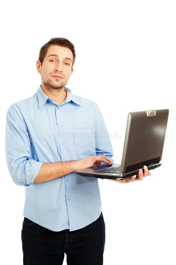 Young Student Holding Laptop Stock Image - Image of caucasian, positive ...