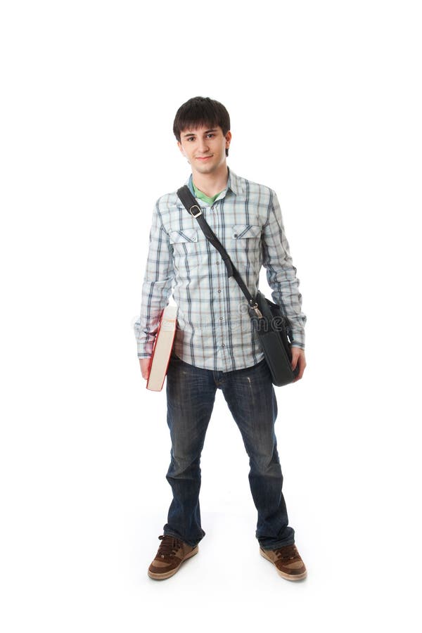 The Young Student Isolated on a White Stock Image - Image of boys ...