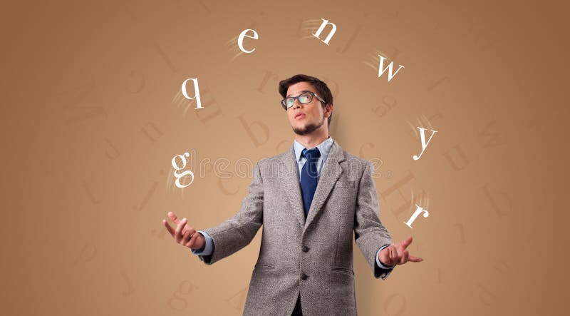 Person juggle with letters stock image. Image of office - 160219561