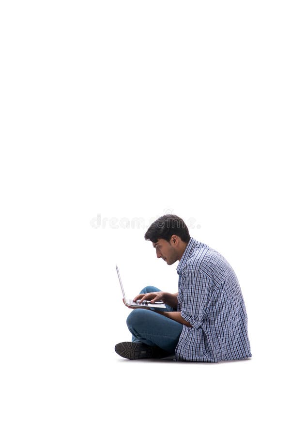 The Young Student with Laptop Isolated on White Stock Image - Image of ...
