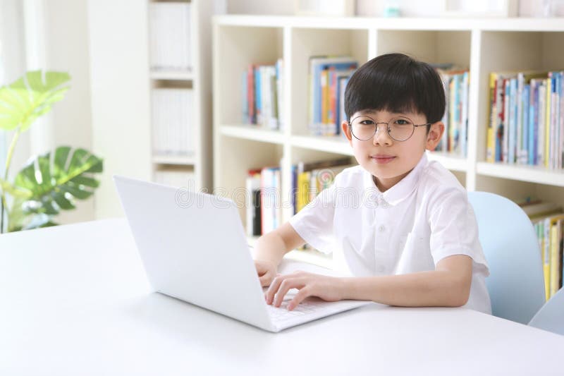 Young Student Learning Online from Home on Laptop Stock Photo - Image ...