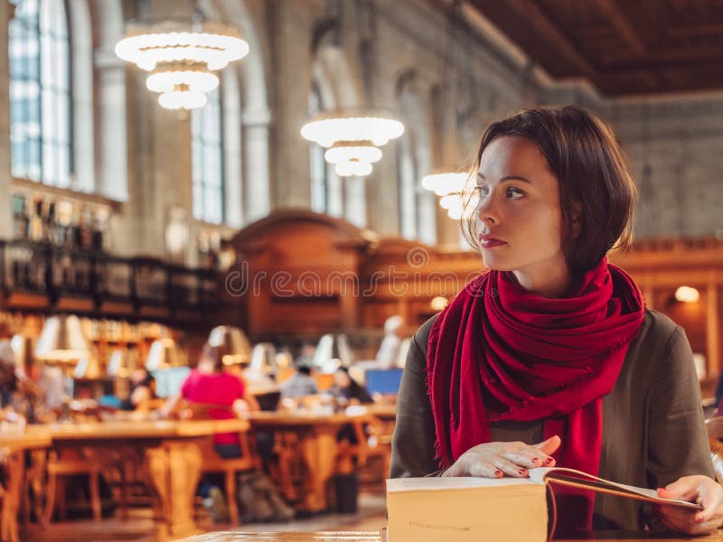 Young Student in the Library Stock Photo - Image of student, lamp ...
