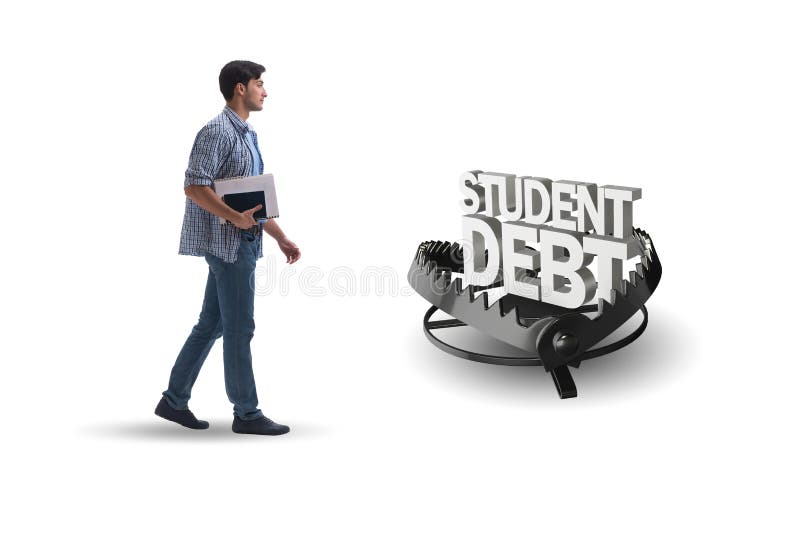 The Young Student in Loan and Debt Concept Stock Image - Image of ...