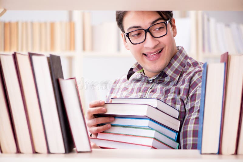 The Young Student Looking for Books in College Library Stock Image ...