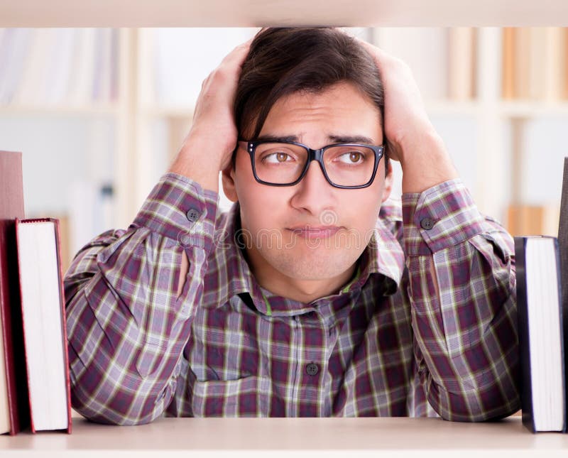 Young Student Looking for Books in College Library Stock Image - Image ...