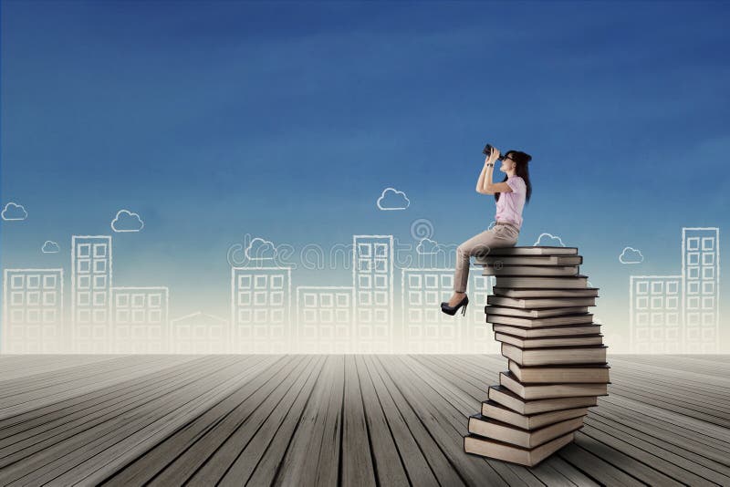 Young Student Looking for Vision Stock Illustration - Illustration of ...