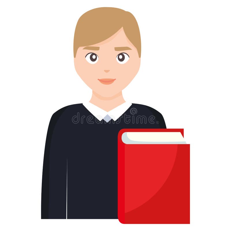 Young Student Man with Book Stock Vector - Illustration of teenager ...