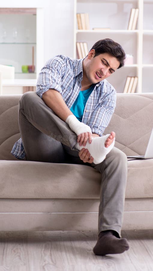 Young Student Man with Injury at Home Stock Image - Image of ...