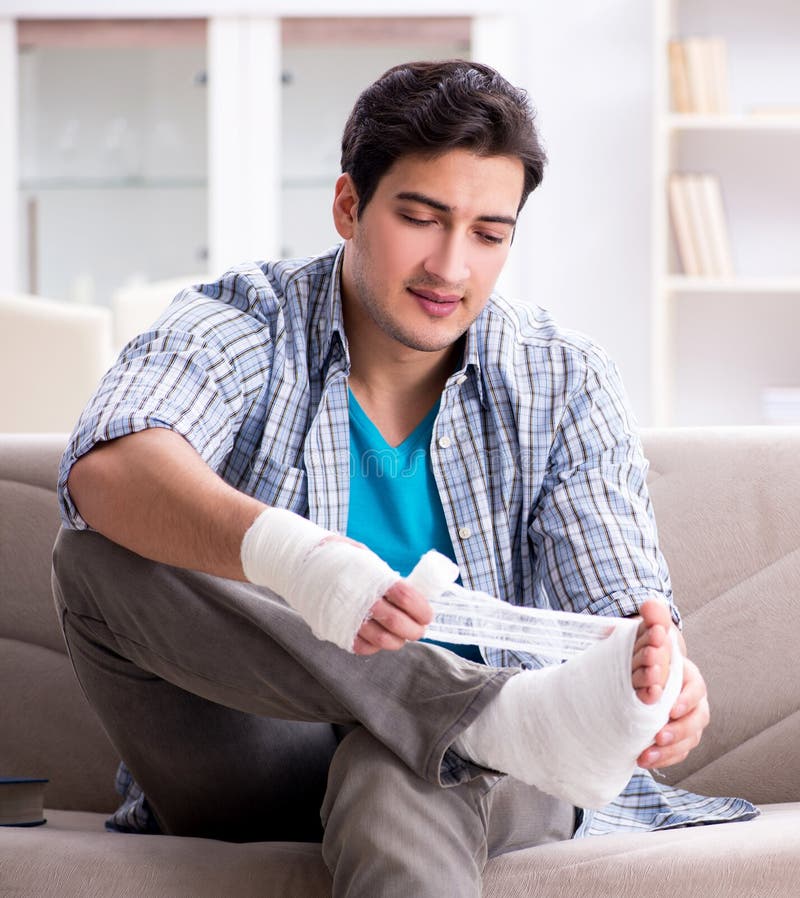Young Student Man with Injury at Home Stock Image - Image of divorced ...