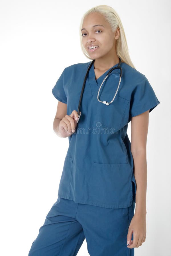 Young Student Nurse in Scrubs Stock Image - Image of specialist, career ...
