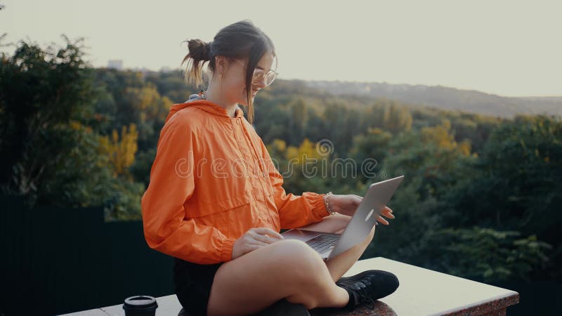 The Young Student, Optimistic and Attractive, Participates in a Video ...