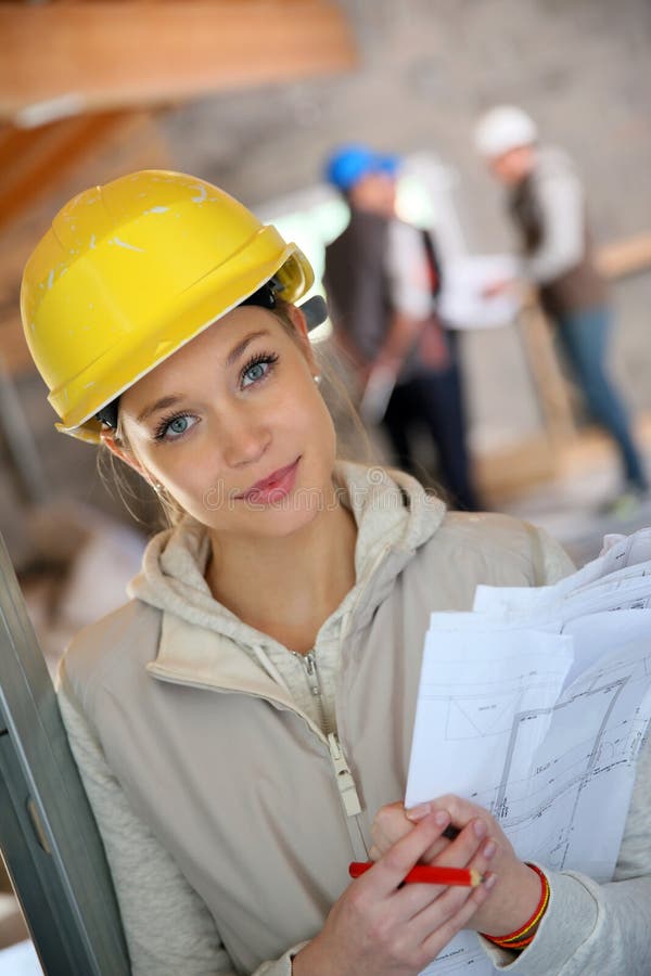 Young Student Practicing Construction Work Stock Image - Image of ...