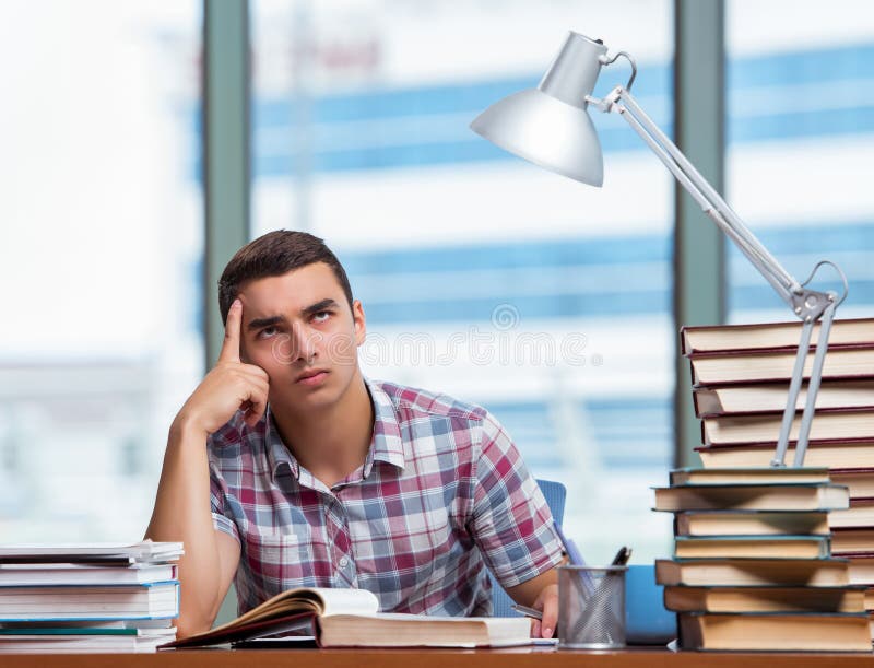 Young Student Preparing for College Exams Stock Image - Image of hard ...