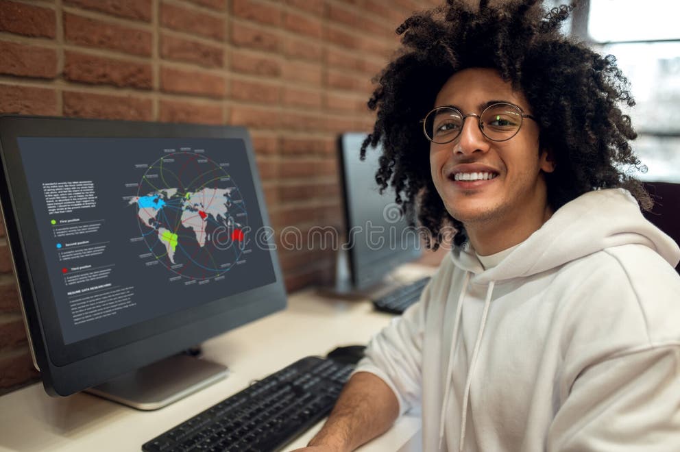 Young Student Preparing for Educational Seminar on Computer in ...
