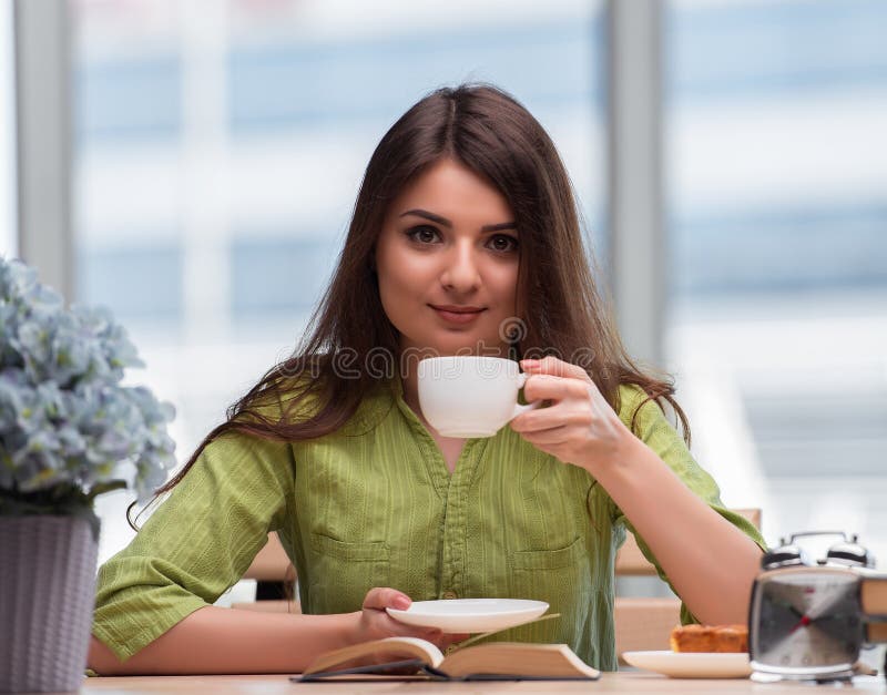 Young Student Preparing for Exams Drinking Tea Stock Photo - Image of ...