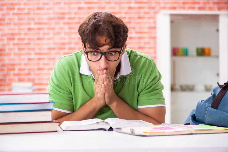 The Young Student Preparing for Exams at Home Stock Image - Image of ...