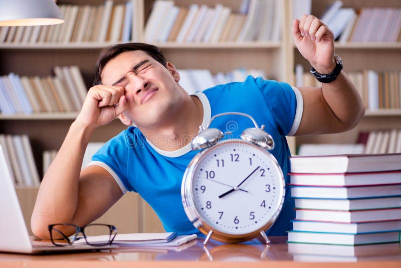 The Young Student Preparing Late for His Exams Stock Photo - Image of ...