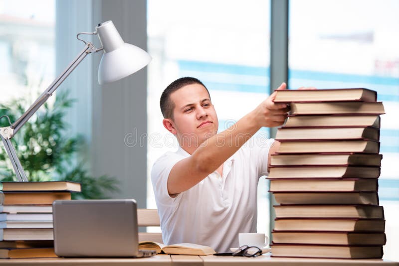 The Young Student Preparing for School Exams Stock Photo - Image of ...