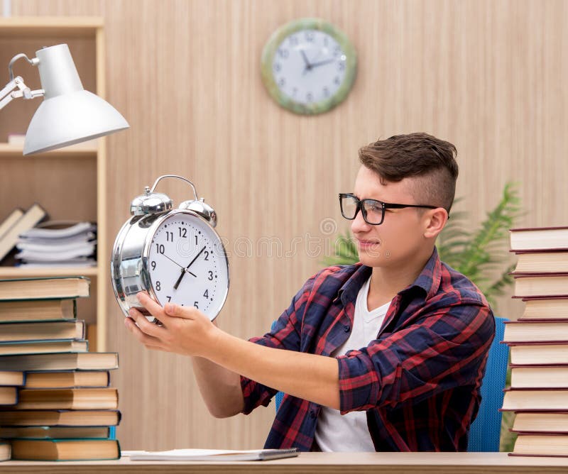Young Student Preparing for School Exams Stock Image - Image of overdue ...